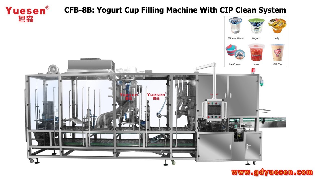 CFB-8B: Yogurt Cup Filling Machine With CIP Clean System - YouTube