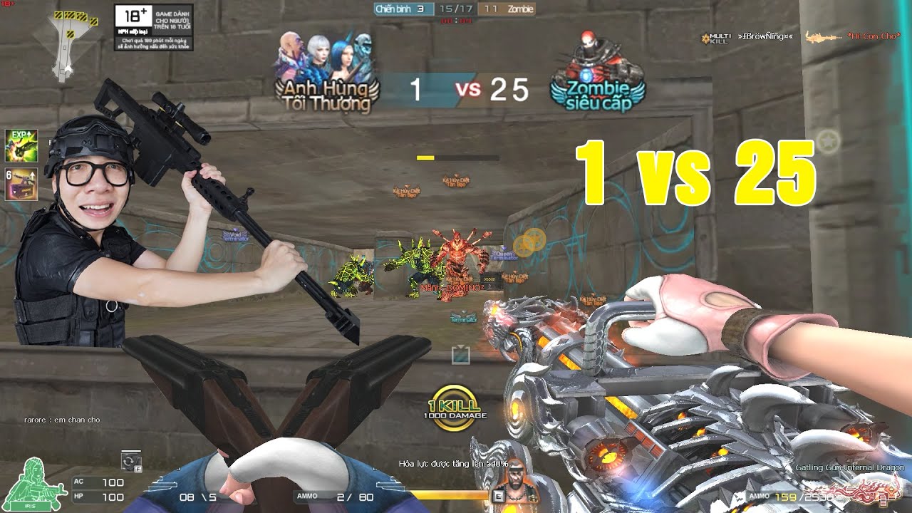 1 Mình Chống Mafia 1vs25 Zombie Nano - Rùa Ngáo - YouTube