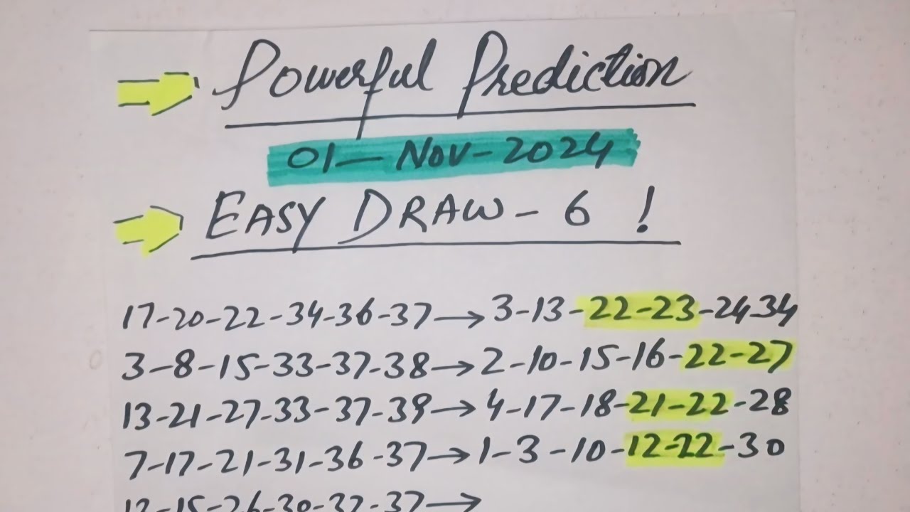 Easy 6 Draw Lottery Prediction - 1 Nov 2024 ! - YouTube