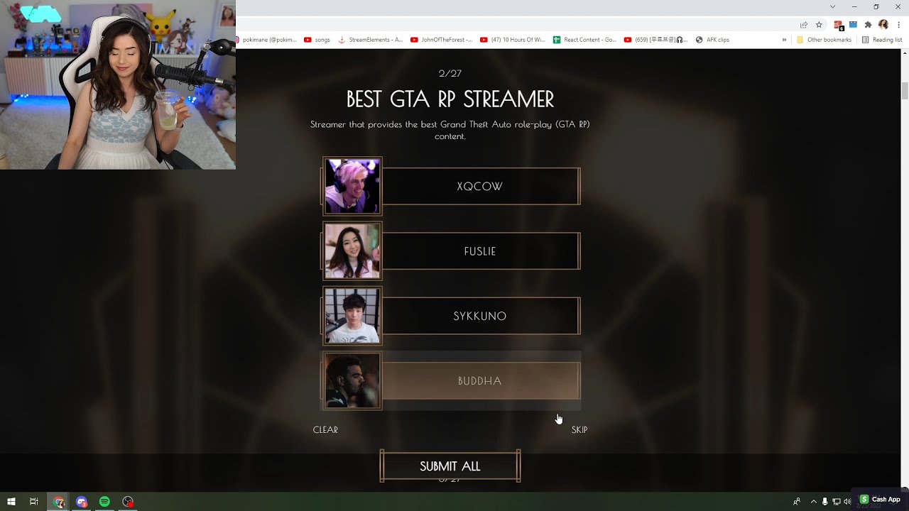 Pokimane gives her votes on The Streamer Awards - YouTube