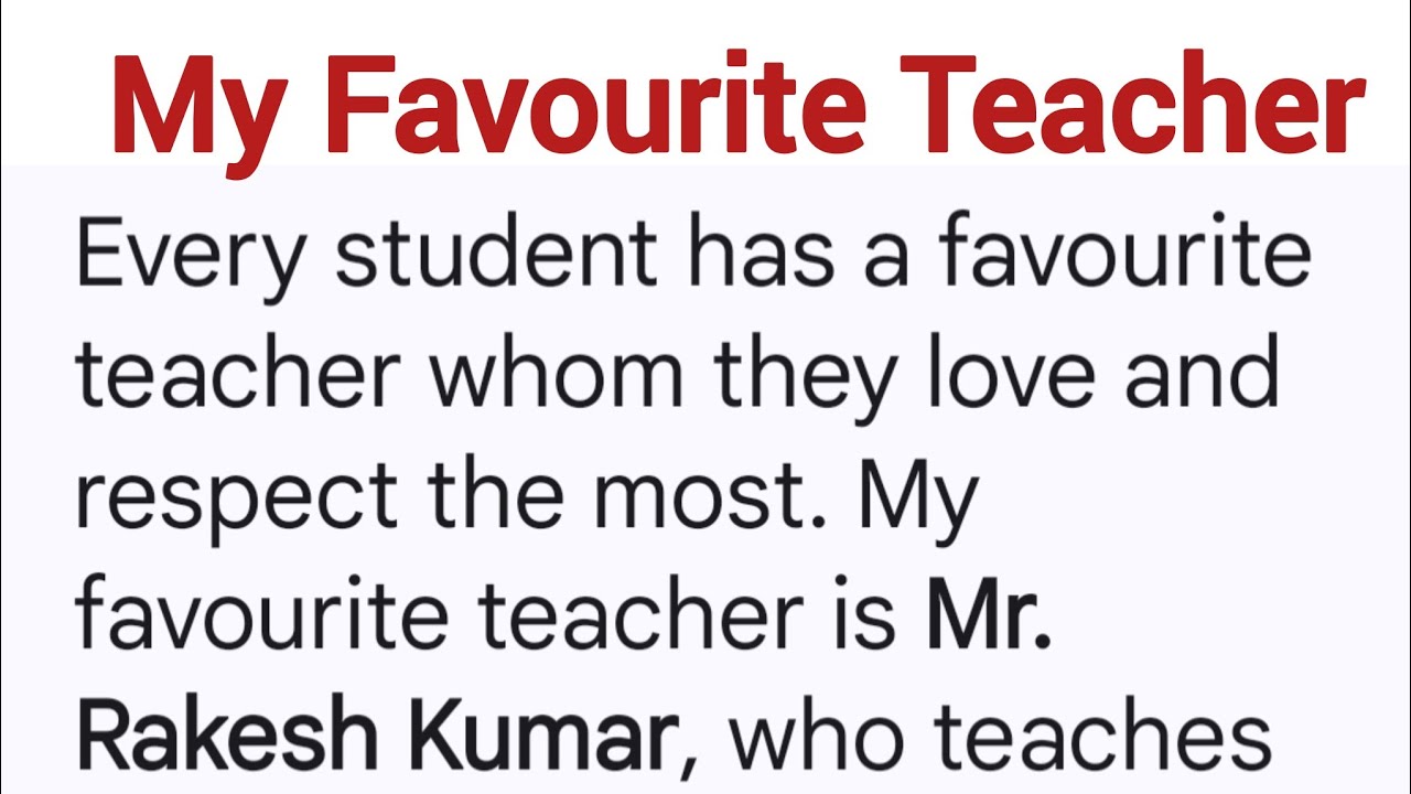My Favourite Teacher Paragraph in English | Easy & Simple Paragraph ...