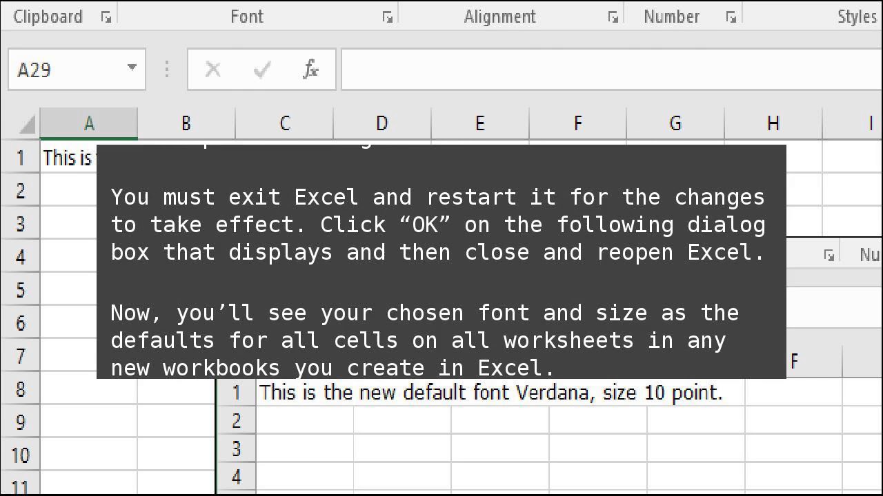 How To Set The Default Font And Font Size For New Workbooks In Excel