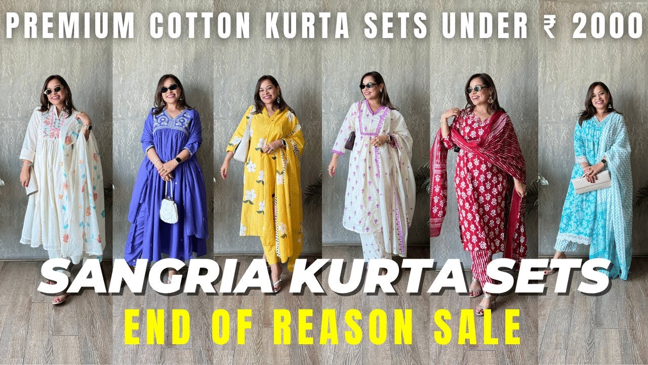SANGRIA TRY ON HAUL | COTTON KURTA SETS FROM MYNTRA - YouTube
