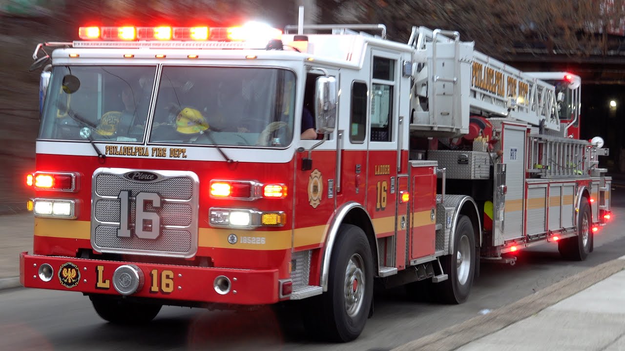 Philadelphia Fire Department Ladder 16 & Engine 28 Responding - YouTube