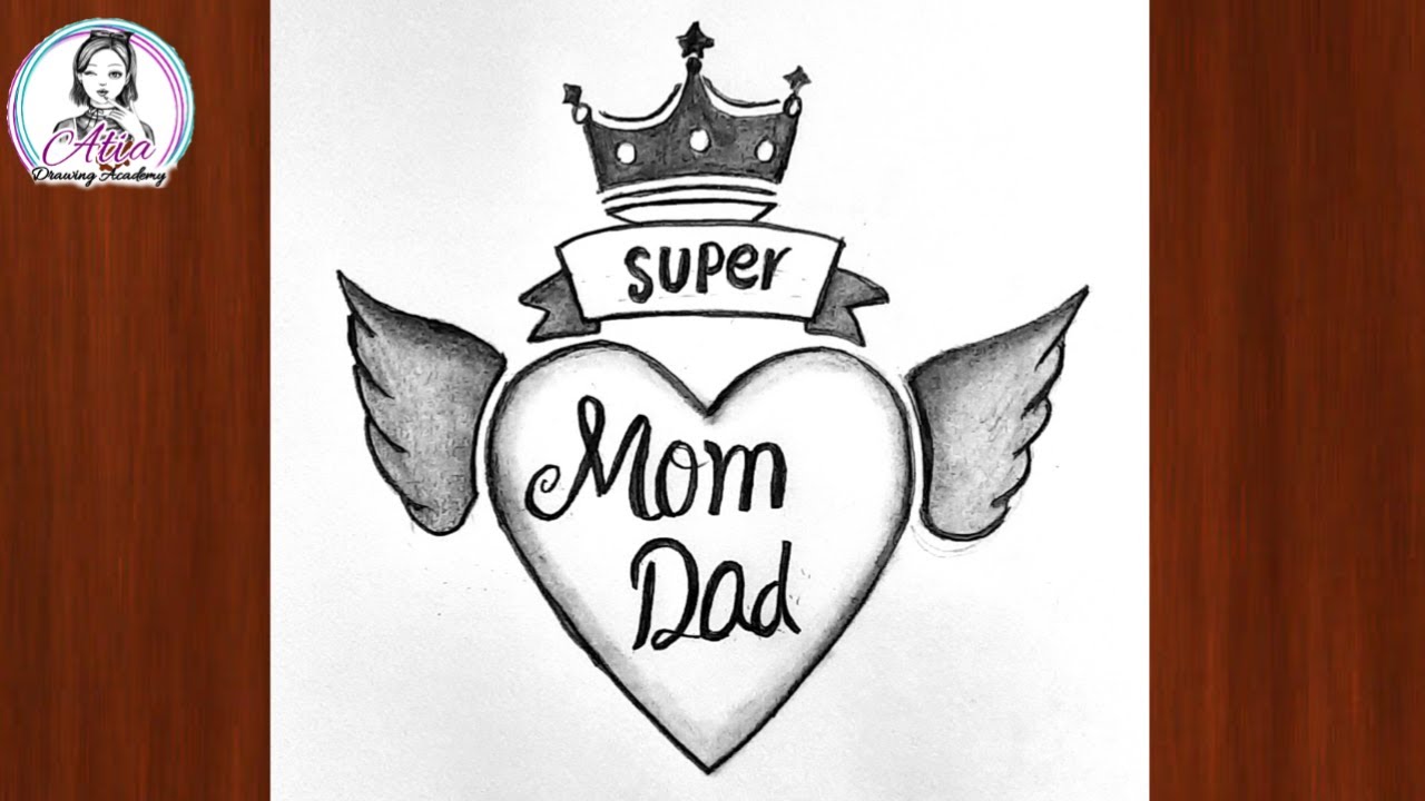 Mom Dad Drawing Easy for Beginners | How to Draw Mom Dad | Pencil ...