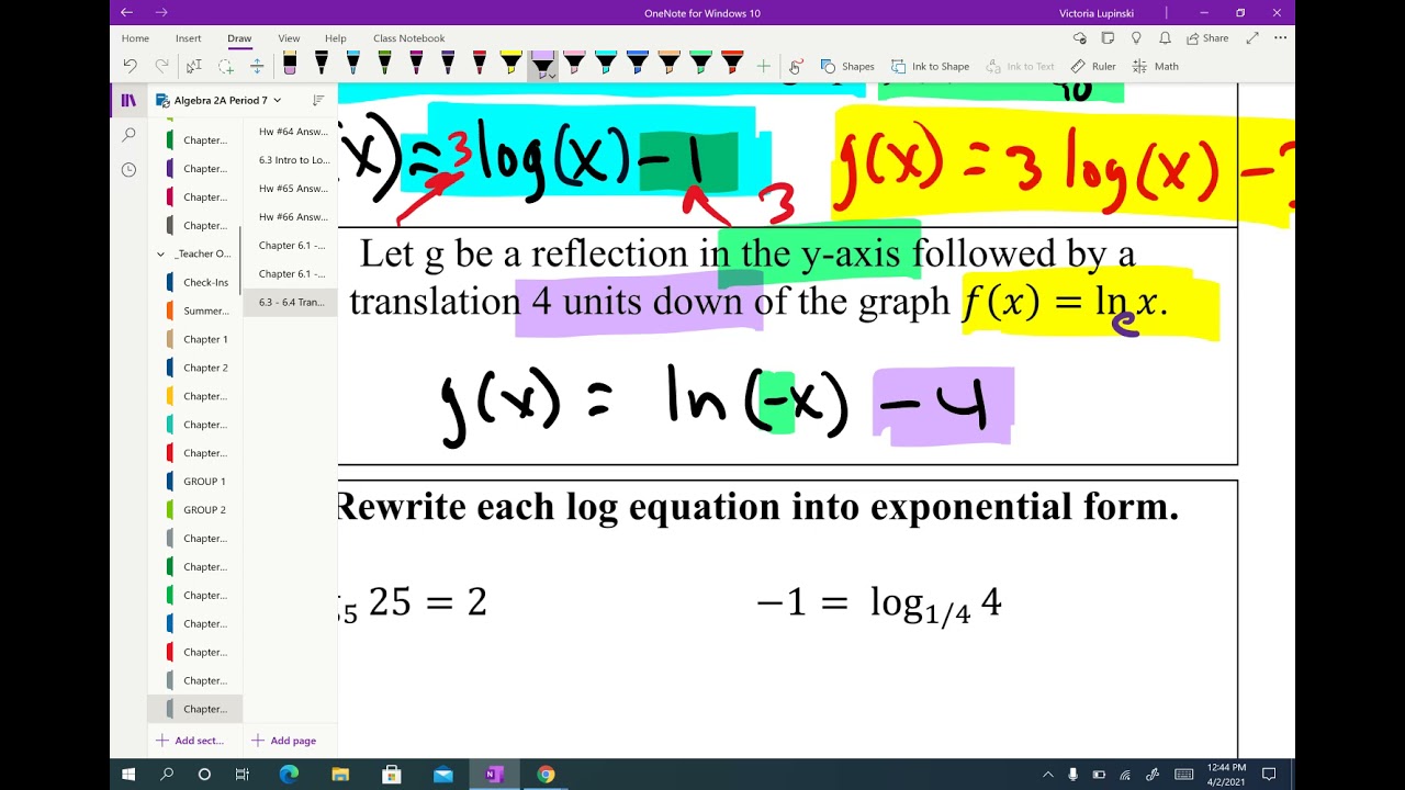 6.3 Exp and Log Transformations and Inverses - YouTube