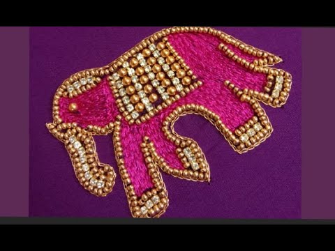 Elephant design |#magam work|#latest aari work|#grand patch work|#bead ...