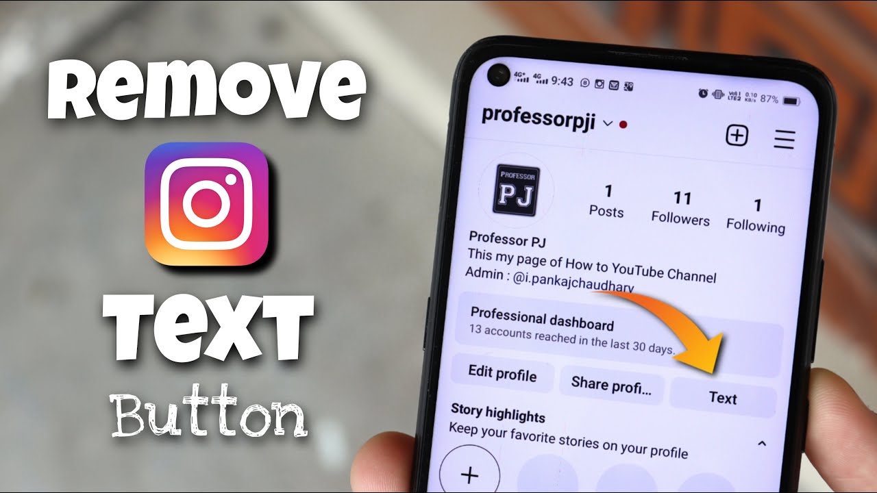 How to Remove Text Button From Instagram Profile - YouTube