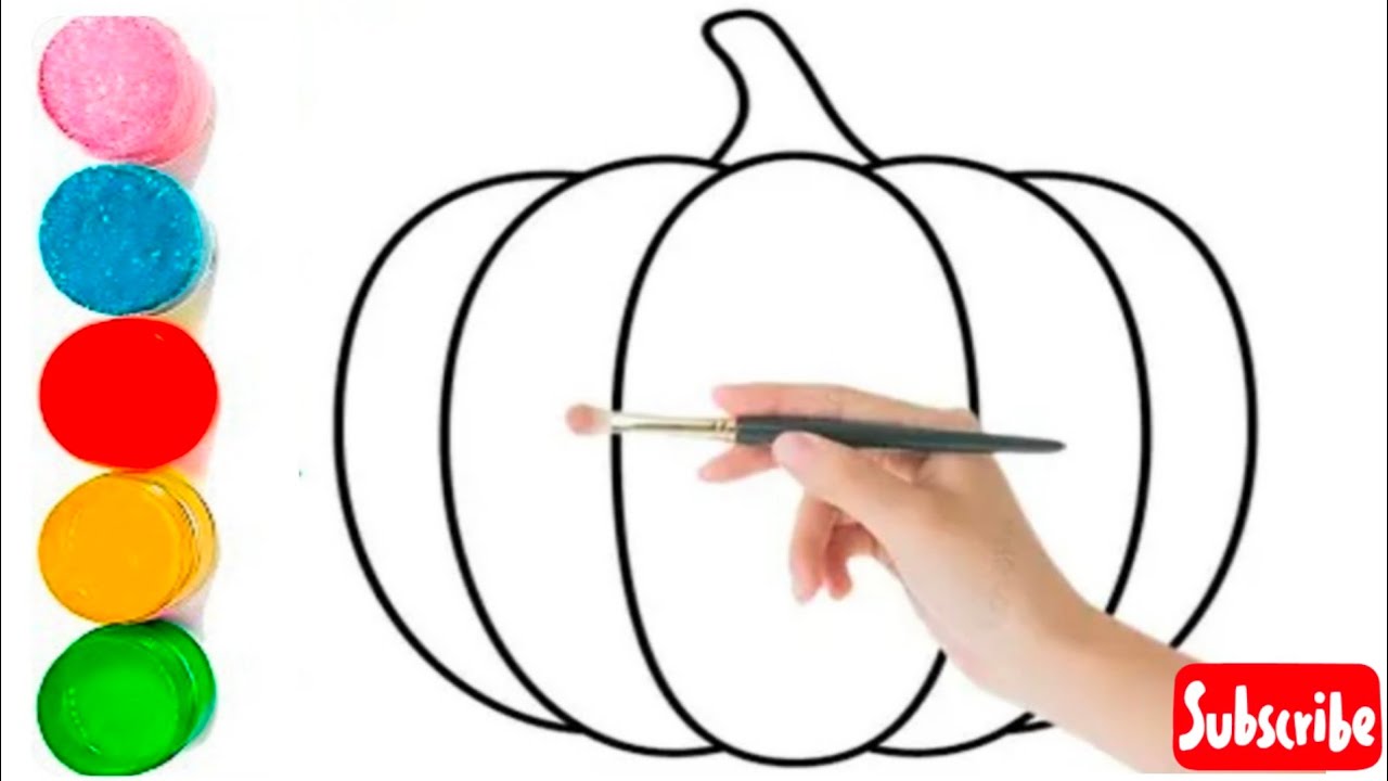 How to Draw and Color Pumpkin for kids and Beginners | Easy Step by ...