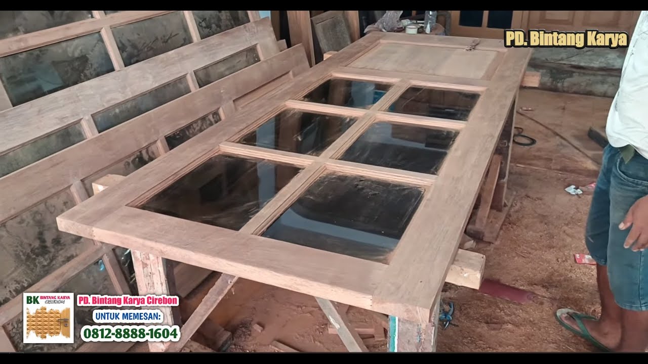 Tutorial Cara Membaut Pintu Utama 2 Daun Pintu Kaca Klasik Kayu Merbau ...