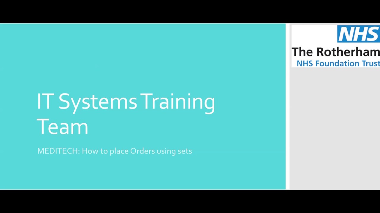 Meditech Place Orders using Sets - YouTube