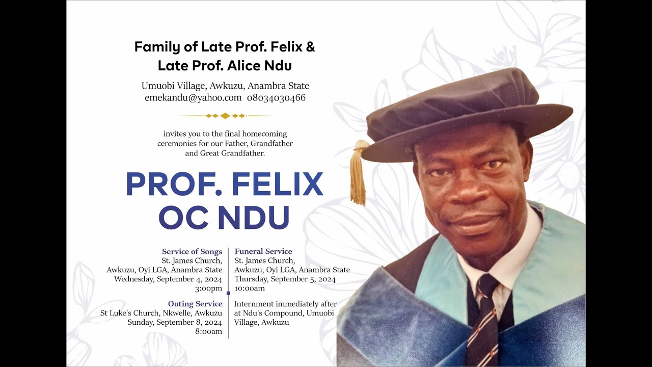 SERVICE OF SONGS | PROF. FELIX OC NDU - YouTube