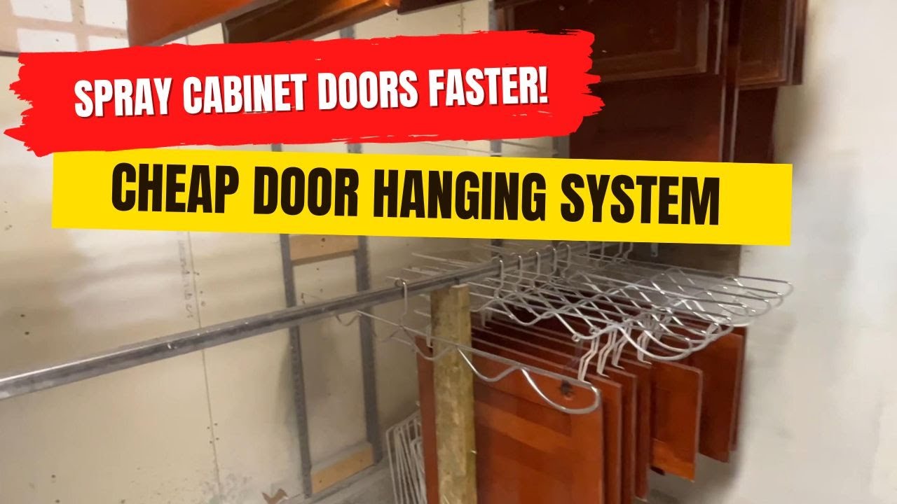 Spraying Cabinet Doors Faster With My Cheap Hanging System - YouTube