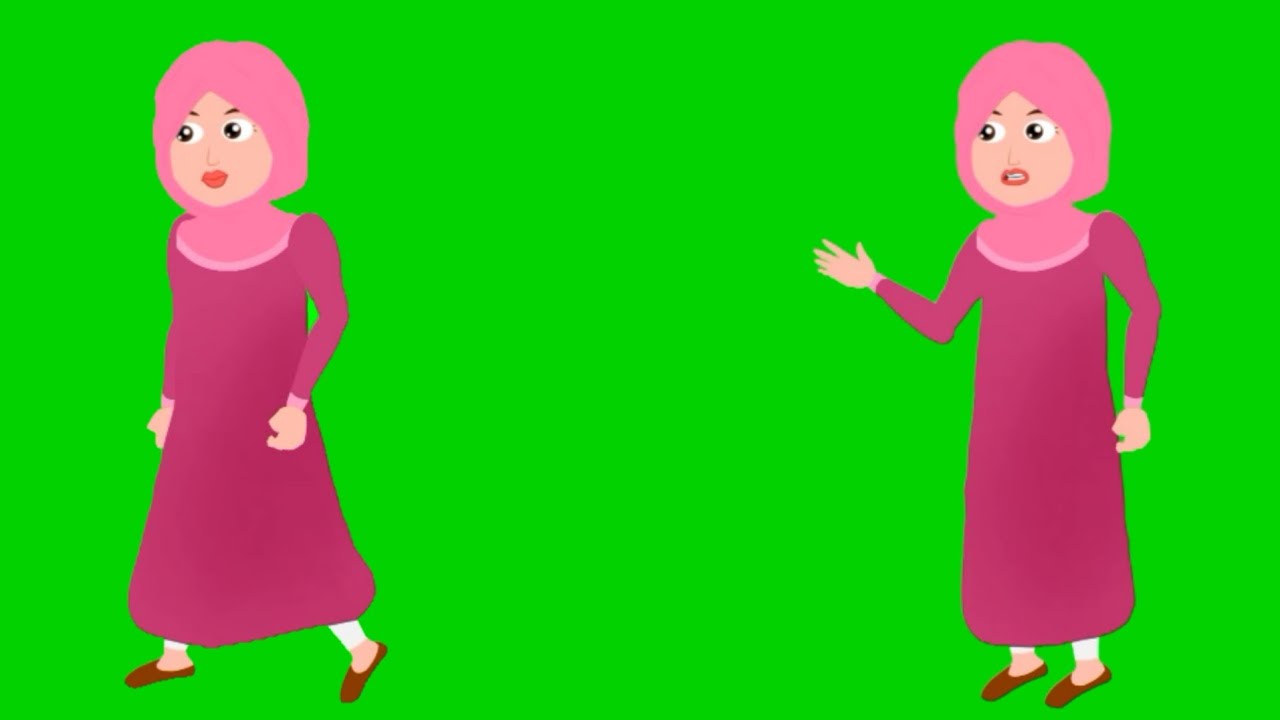 Green Screen Muslim Girl cartoon character video/Green Screen Muslim ...