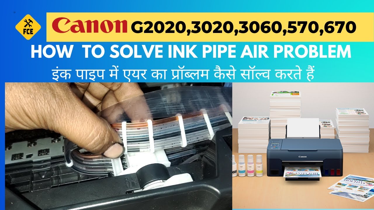 How to Resolve ink pipe air in Canon g2020,3020,3060,570,670 - YouTube