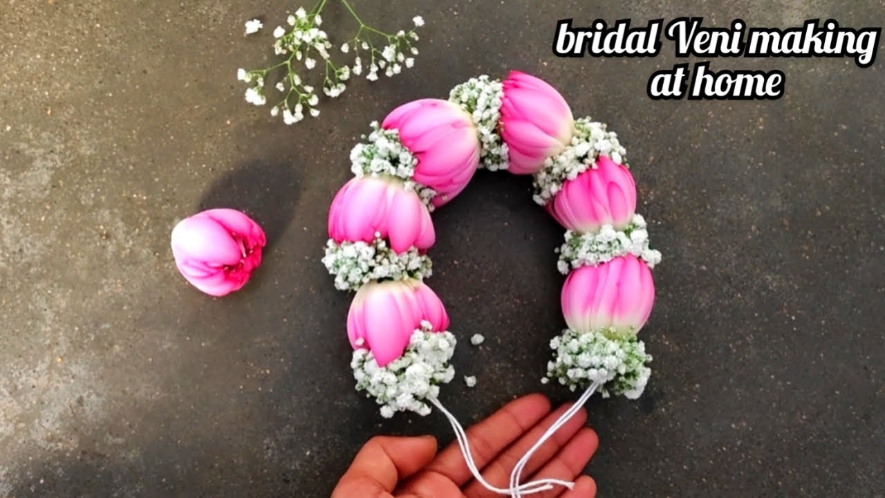 bridal Veni making / wedding garland making /Lotus veni garland / Lotus ...