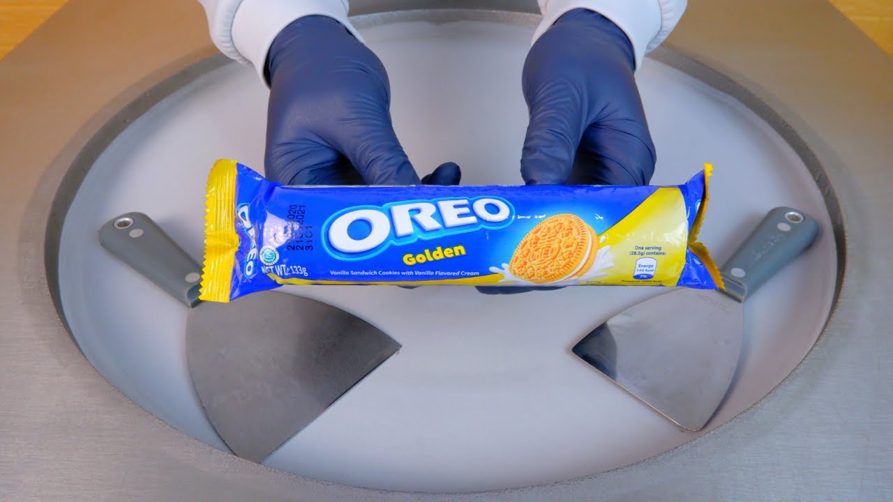 Golden Oreo Ice Cream Rolls Oddly Satisfying Asmr Ice Cream With Oreo