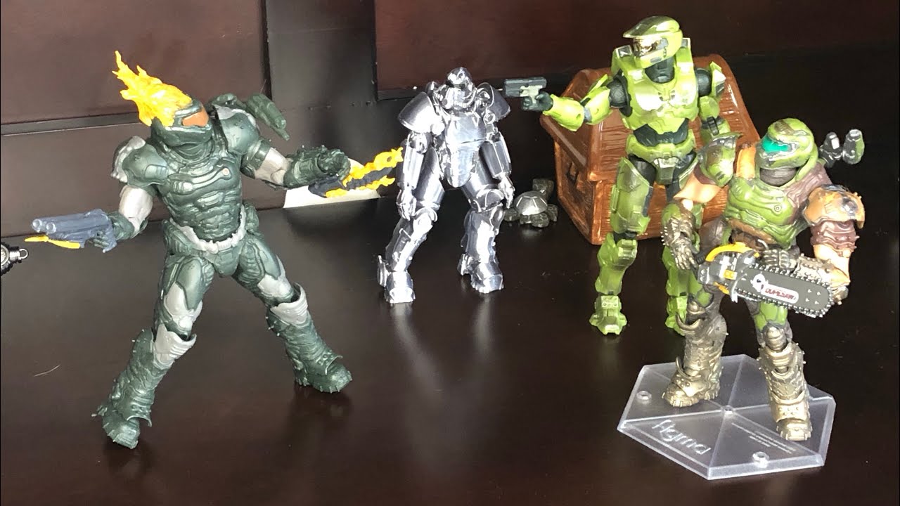 Doom slayer, master chief and power armor fight evil doom guy (stop ...