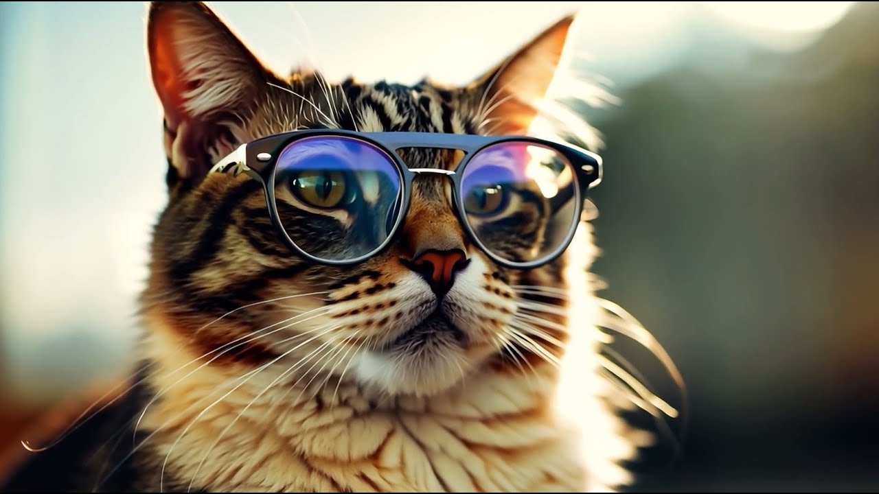 A Cute Cat Wearing Glasses Free No Copyright Background Music | Royalty ...
