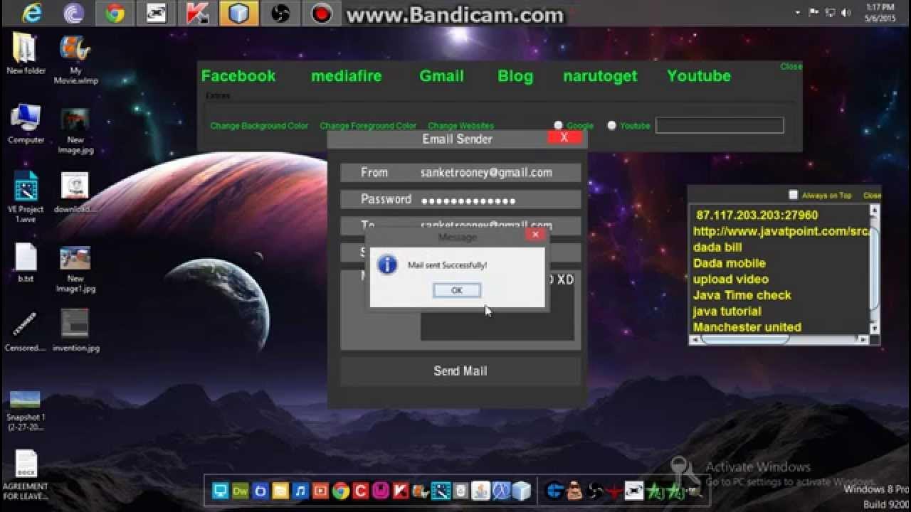 Working Of Software Of Sending Mail Using Java Netbeans 2015 Youtube