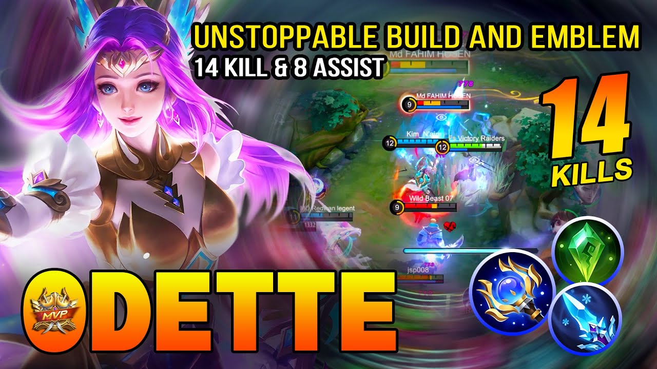Odette Unstoppable Build and Emblem Build | Top Global Odette Gameplay ...
