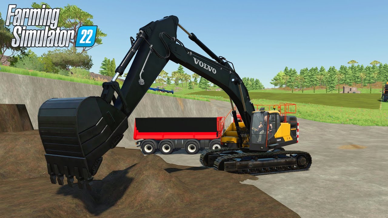 Farming Simulator 22 VOLVO EC480E Excavator Loading Dirt In A Dump ...