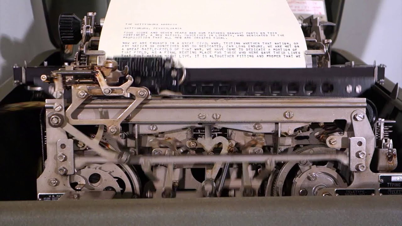 Model 28 Teletype with cover open - YouTube