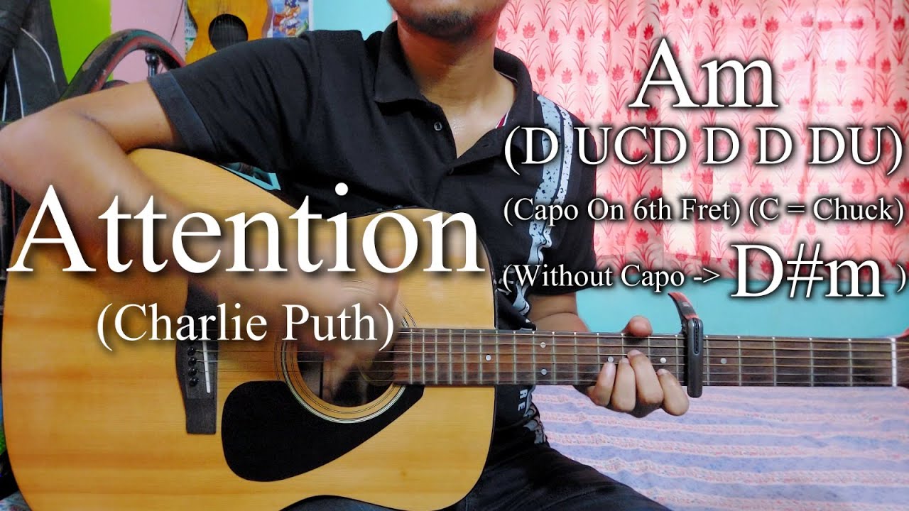 Attention | Charlie Puth | Easy Guitar Chords Lesson+Cover, Strumming ...