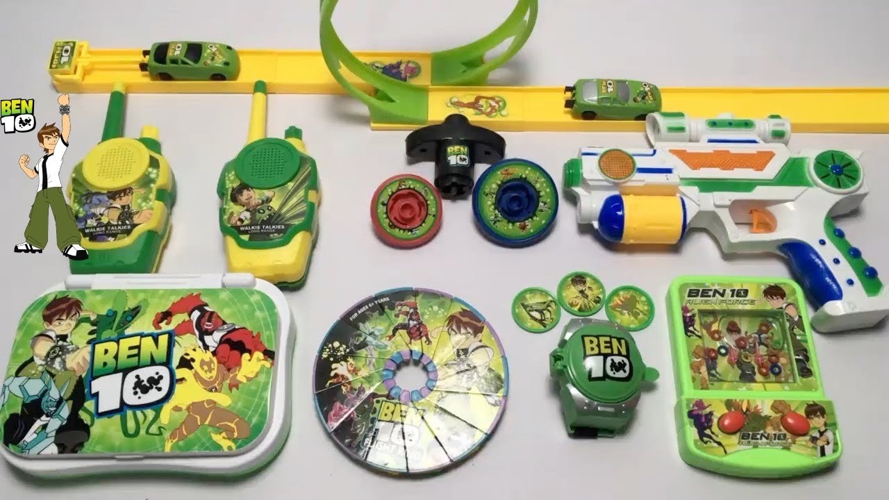 Ben 10 toys Collection, Ben 10 Car Track set, Walkie Talkies, Disk ...