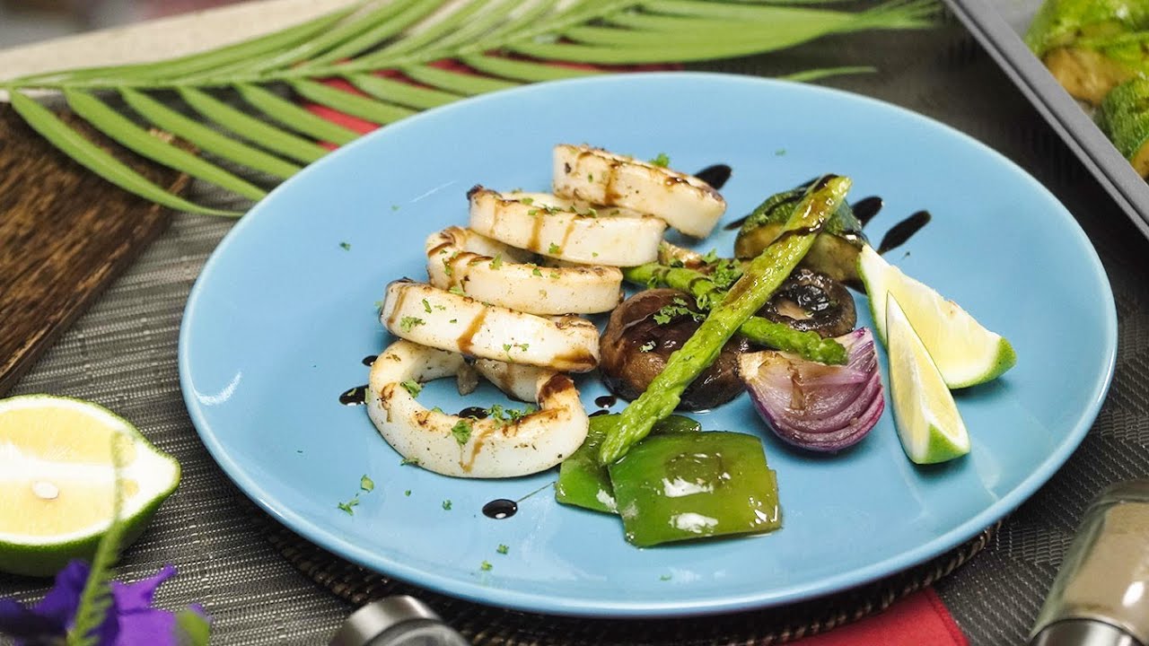 Grilled Marinated Seafood - CALAMARI WITH VEGETABLES | Recipes.net ...