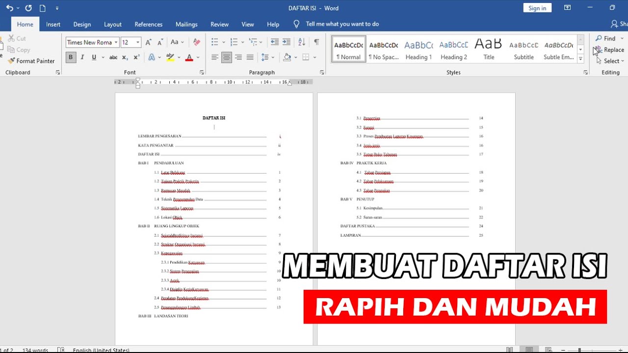 MEMBUAT DAFTAR ISI RAPIH DAN MUDAH - YouTube