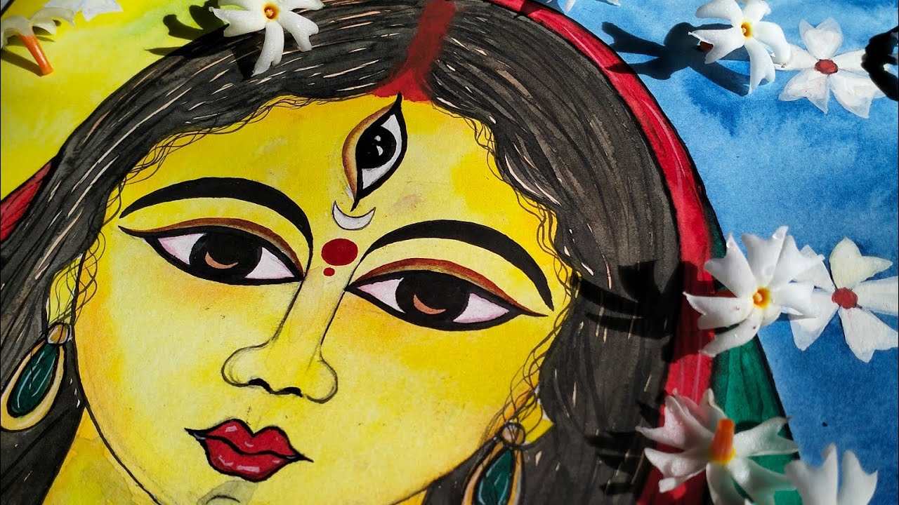 Maa Durga Painting Tutorial//Durga Maa Painting//Watercolour Painting ...