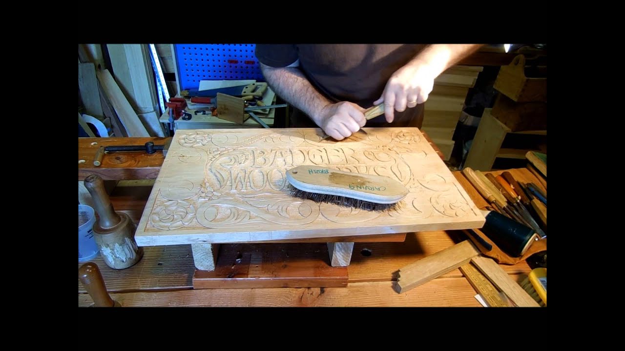 Badger Woodworks - Carving a Shop Sign - YouTube
