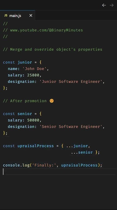 JavaScript | Backend | Merge and Override Object's Properties #shorts - YouTube