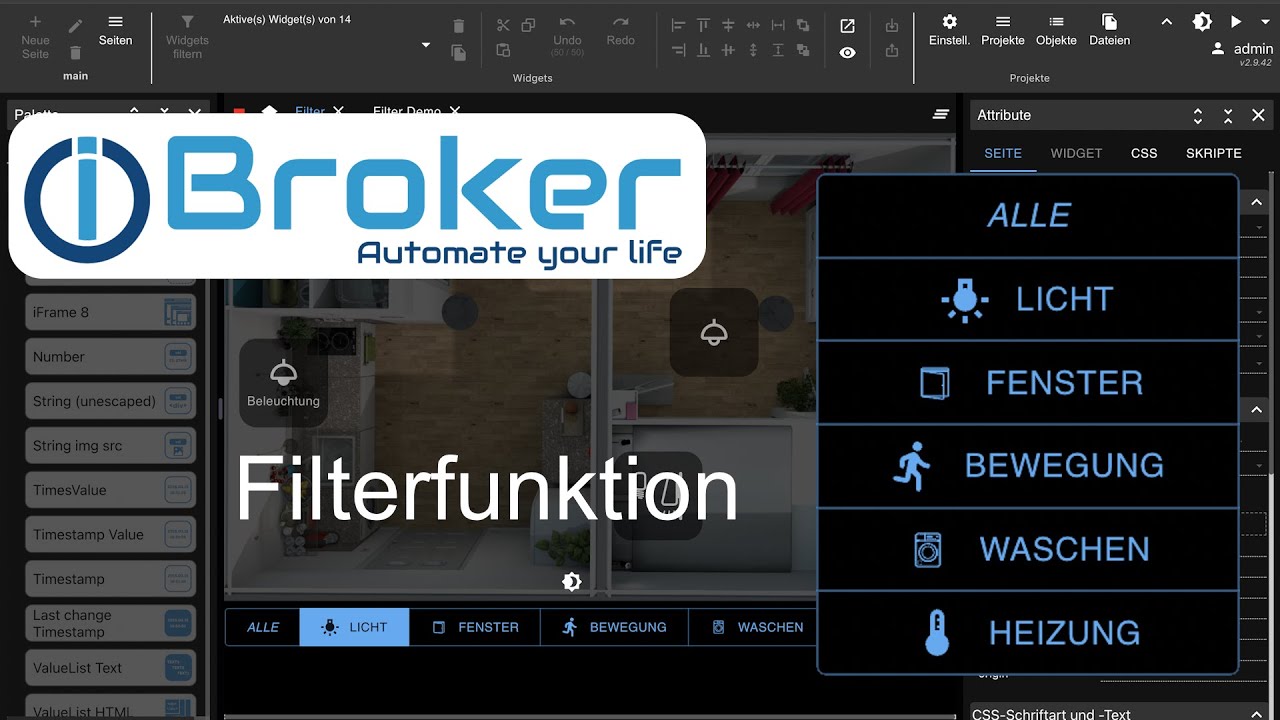 ioBroker.vis-2 - Filterfunktion - YouTube