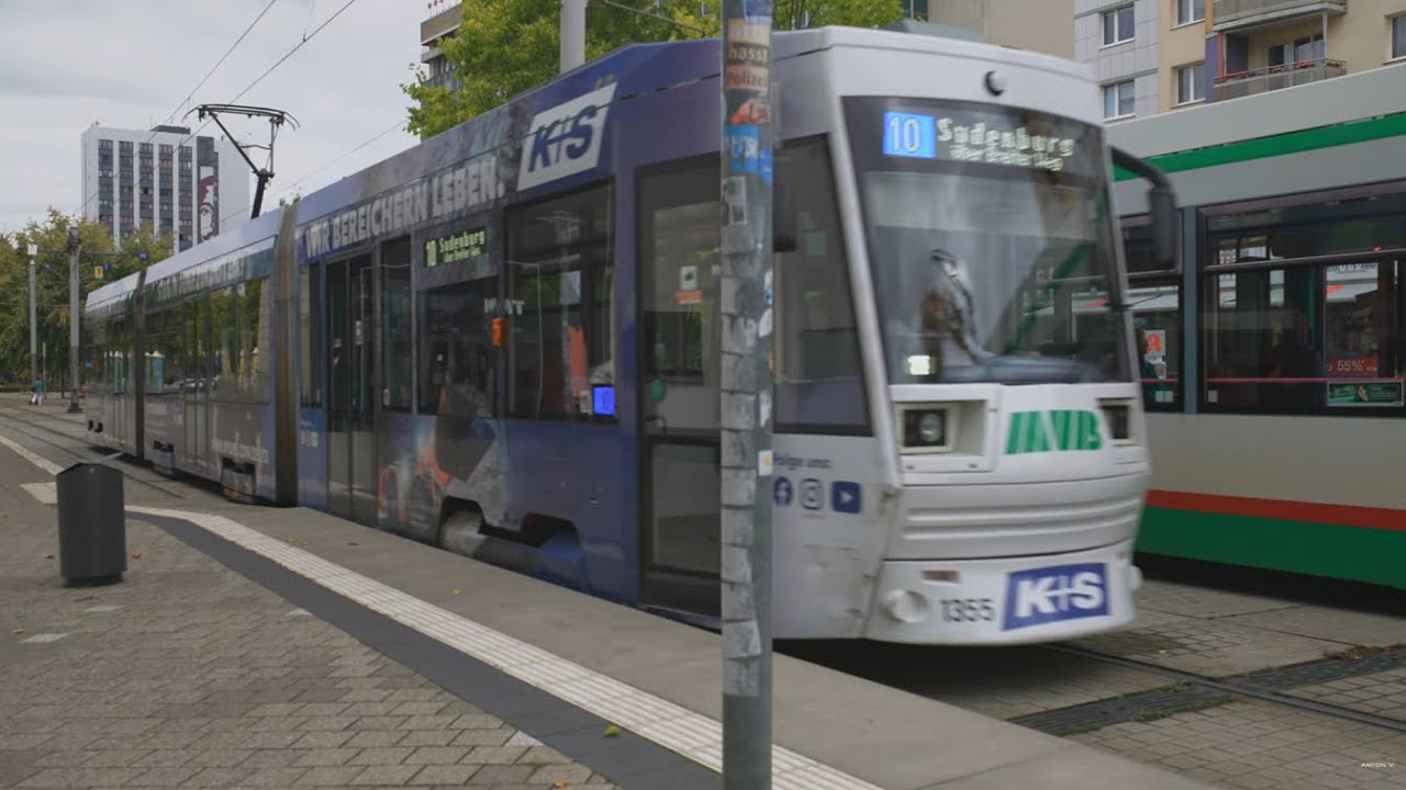 Germany, Magdeburg, tram 10 ride from Opernhaus to Am Katharinenturm ...