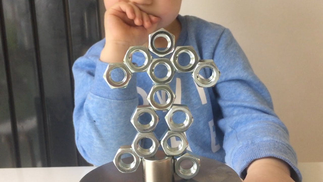 Magnetic Sculpture Activity For Kids with Nuts - YouTube