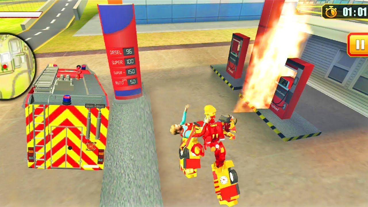 Firefighter Robot Transform Truck : Rescue Help Game | Firefighter ...