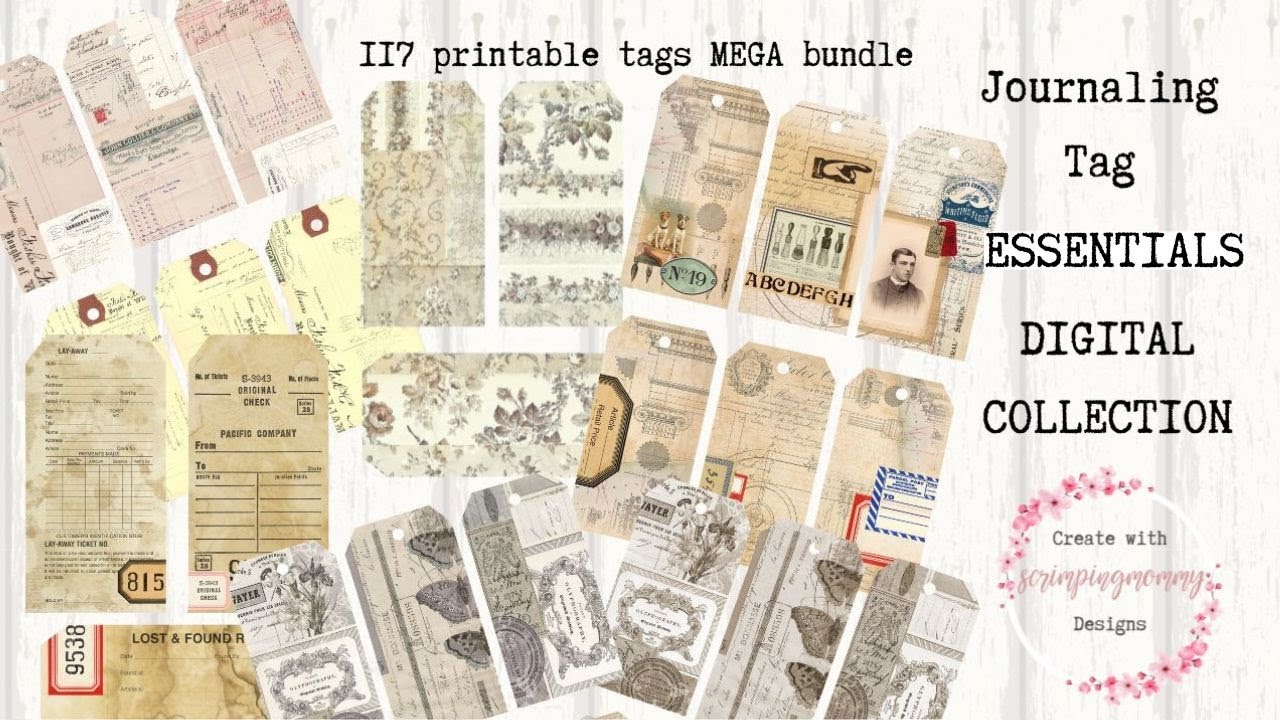 NEW !! Journaling tag essentials Digital collection - YouTube