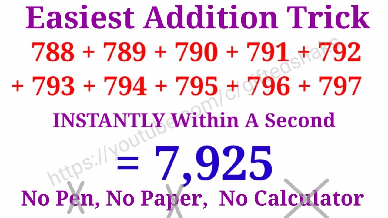 How To Add 10 Numbers Within A Second Without A Pen And Paper| Speed ...