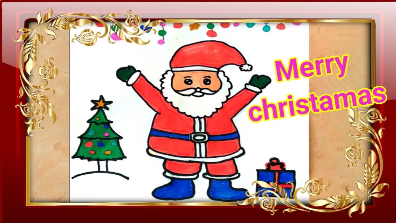 Easy Merry Christmas drawing| Art and crafts by Vaishnavi || - YouTube