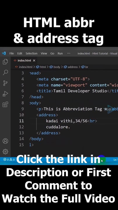 Html abbr and address tag - YouTube