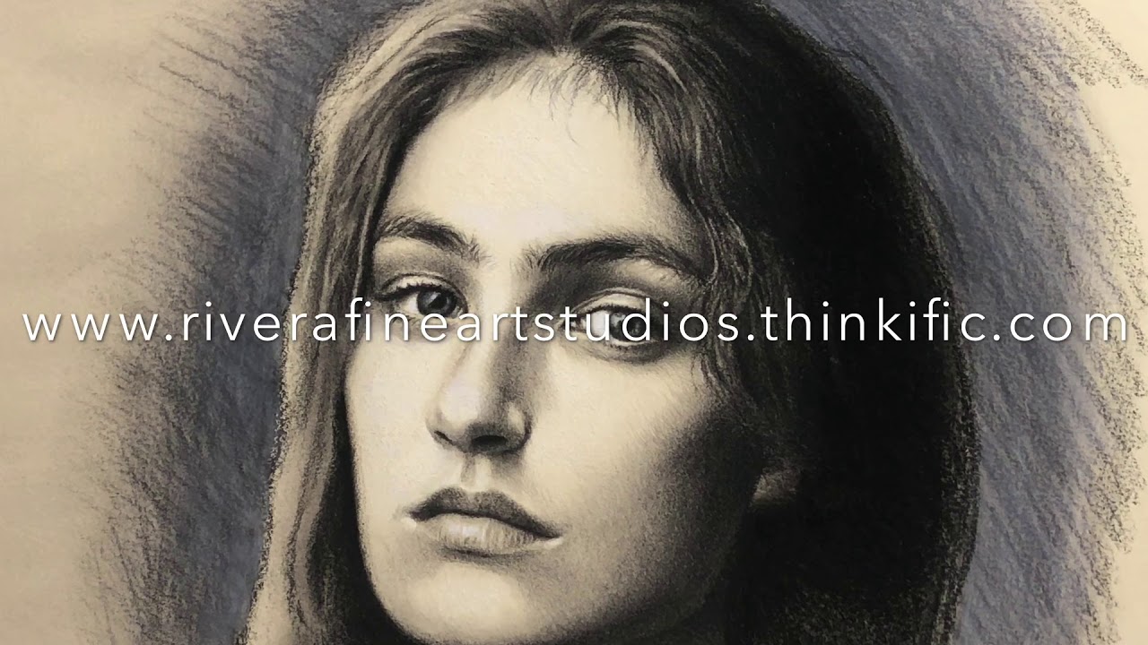 Rendering A Portrait With Charcoal, White & Cream Colored Pastel - YouTube