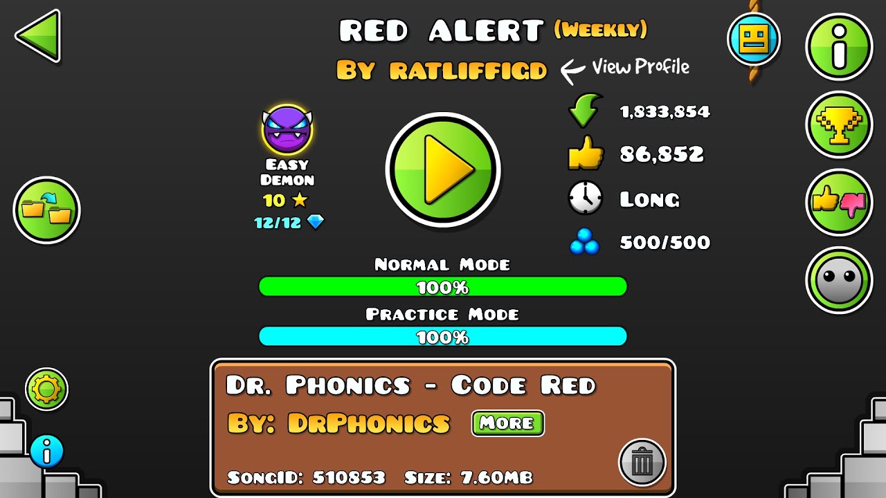 Geometry Dash- "Red Alert" by RatliffiGD (Weekly Demon) - YouTube