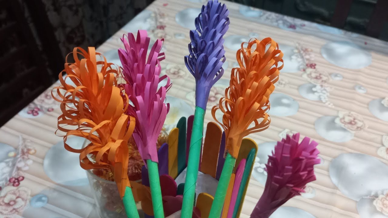 how make paper flower | KAGAZ ka phol ban'ny ka trika - YouTube