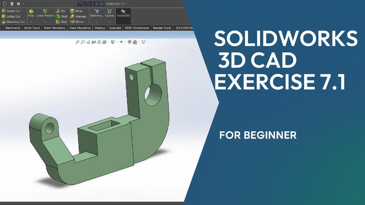 SOLIDWORKS 3D CAD EXERCISE 7 1 - YouTube
