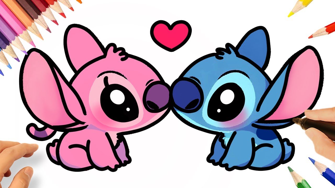 HOW TO DRAW STITCH AND ANGEL EASY - YouTube