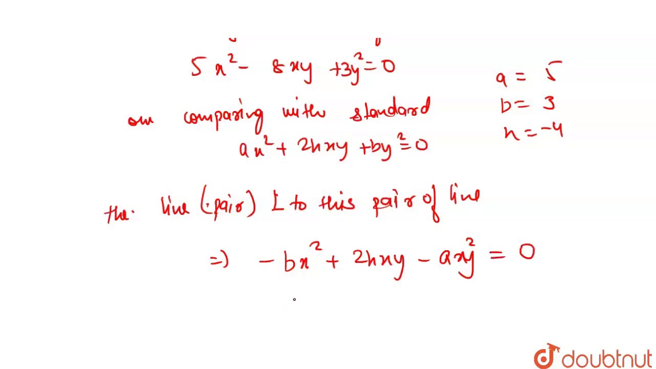 The joint equation of linespassing through the origin and perpendicular ...