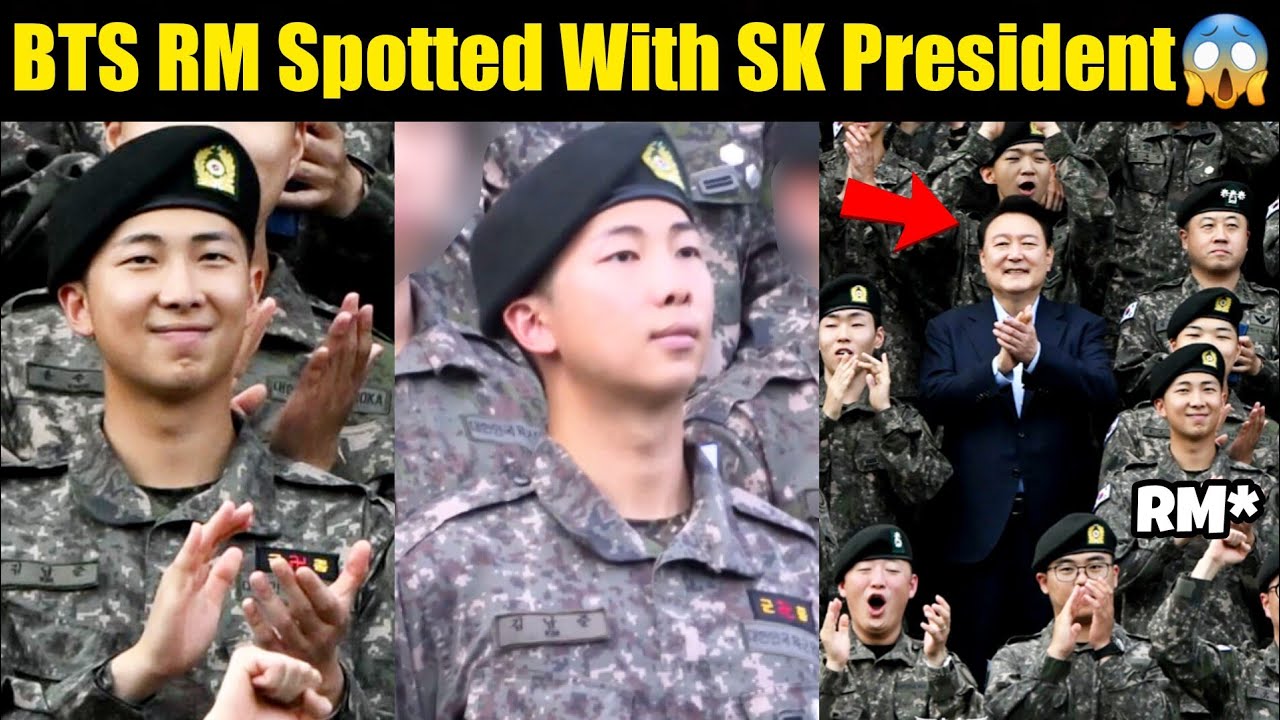 BTS RM Spotted with South Korea President 😱| RM Military New All Video ...