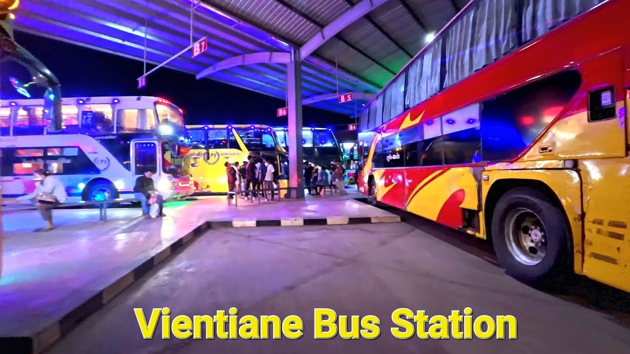 Family came from Savannakhet at the bus station, in Vientiane Laos ...